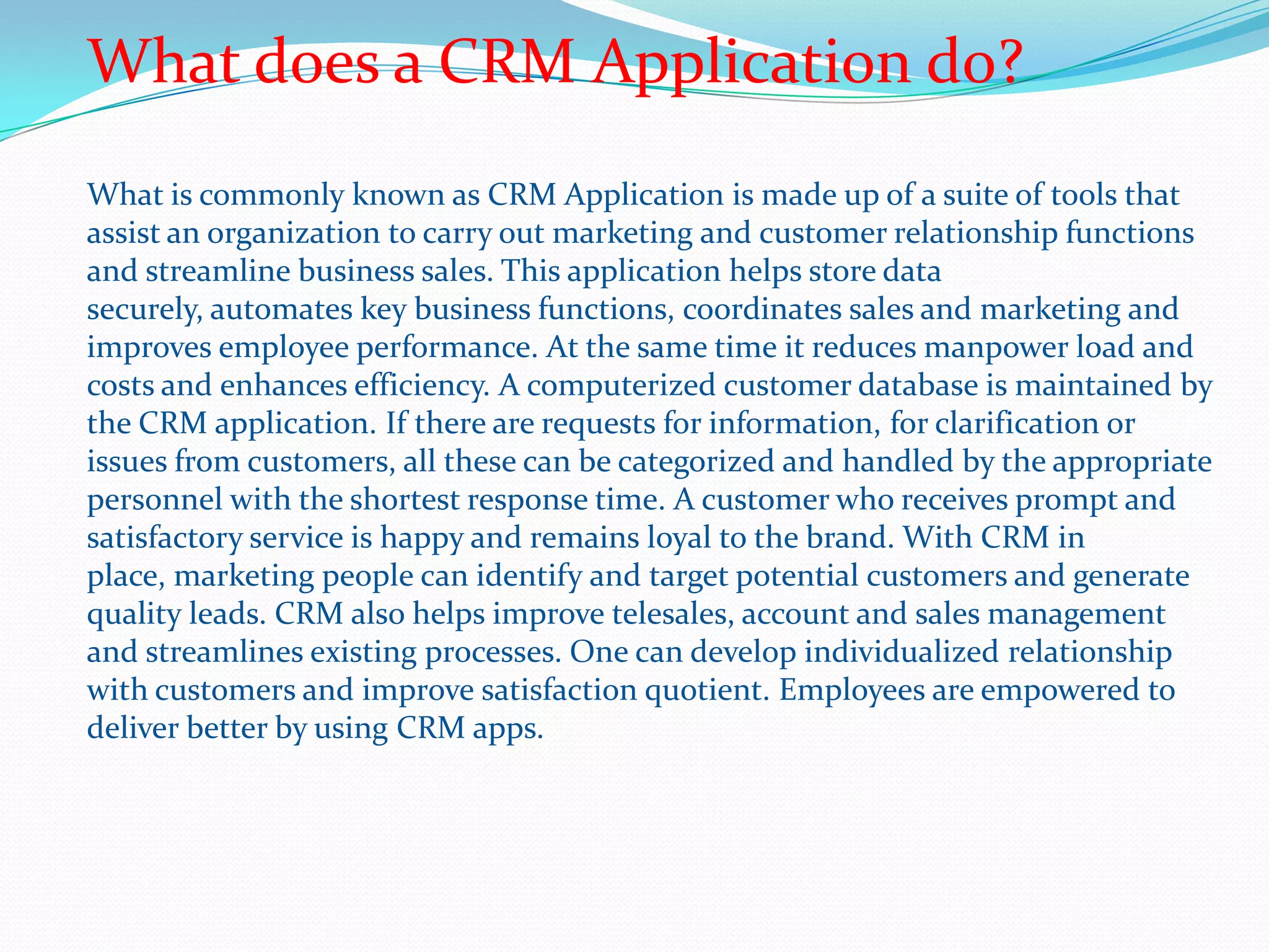 CRM Application | PPTX