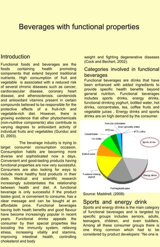 Beverages with functional properties | PPT