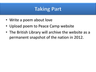 Peace Camp Poetry | PPTX | Poetry | Books and Literature