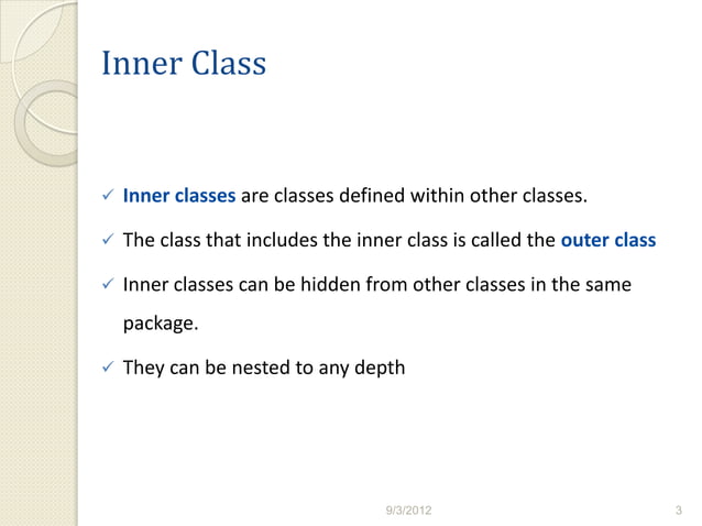 Inner Classes & Multi Threading in JAVA | PPT