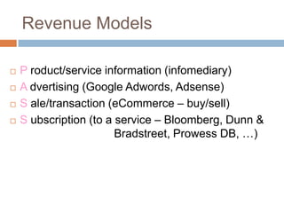Business and Revenue Models in E-Commerce | PPTX
