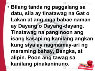 ang mga katayuan ng mamamayan noon. | PPTX