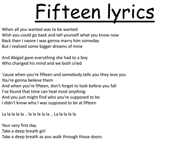taylor swift- fifteen | PPTX