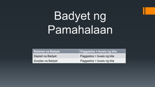 Ekonomiks, ang pagbabadyet. | PPTX