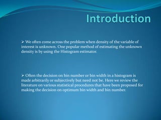 Selection of bin width and bin number in histograms | PPTX