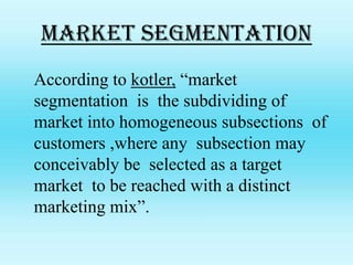 market segmentation process with market strategies | PPT