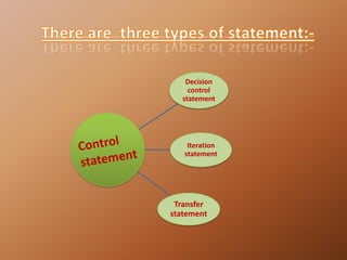 operators and control statements in c language | PPTX