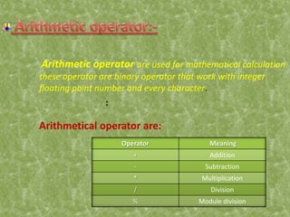 operators and control statements in c language | PPTX