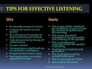 how to be a good listener | PPTX
