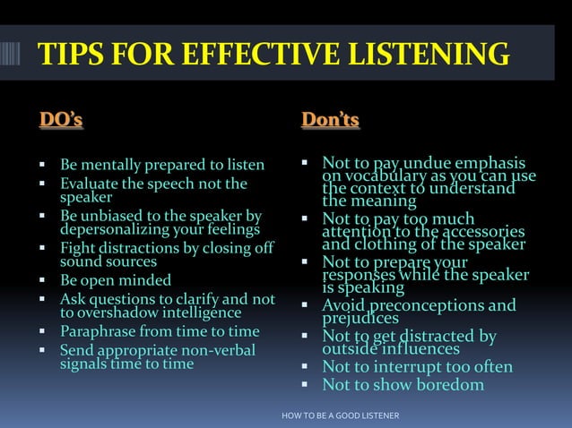 how to be a good listener | PPTX