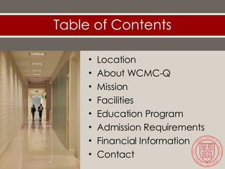 Weill Cornell Medical College in Qatar | PPT
