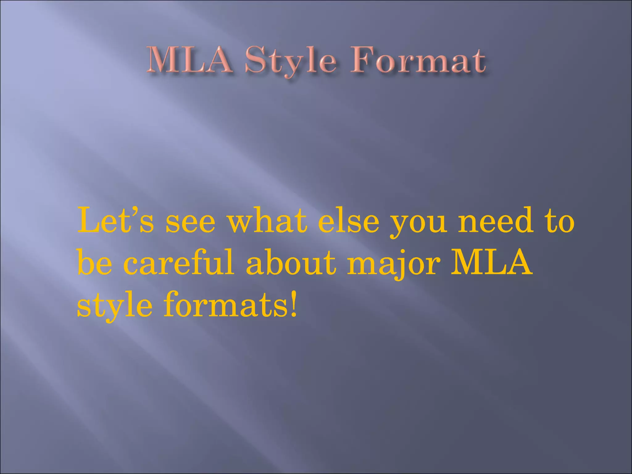 MLA Format | PPT