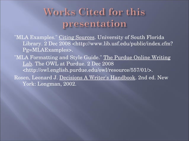 MLA Format | PPT