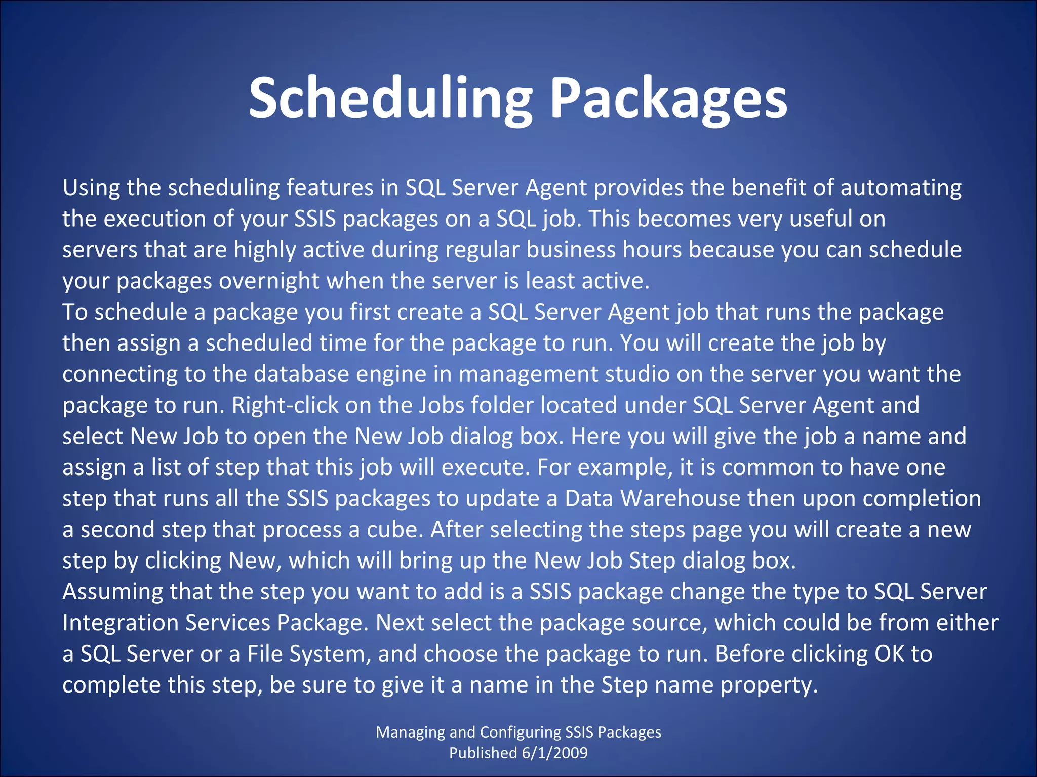 Managing and Configuring SSIS Packages | PPT