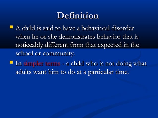 behavioral disorders in children | PPT