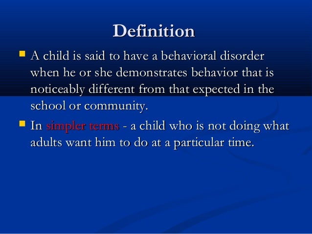 behavioral disorders in children