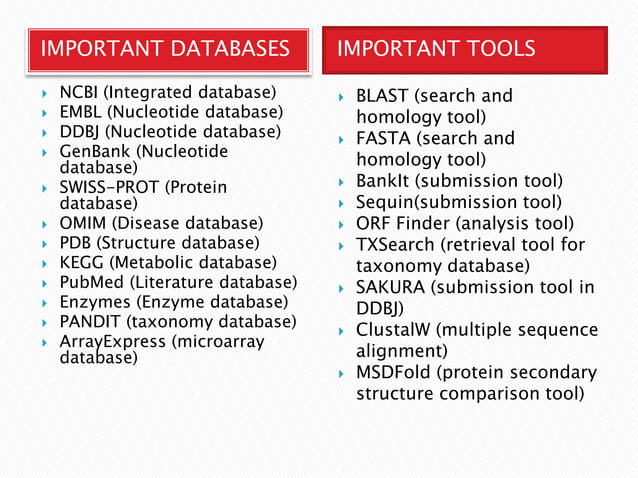Blast Bioinformatics Pptx Databases Computer Software And
