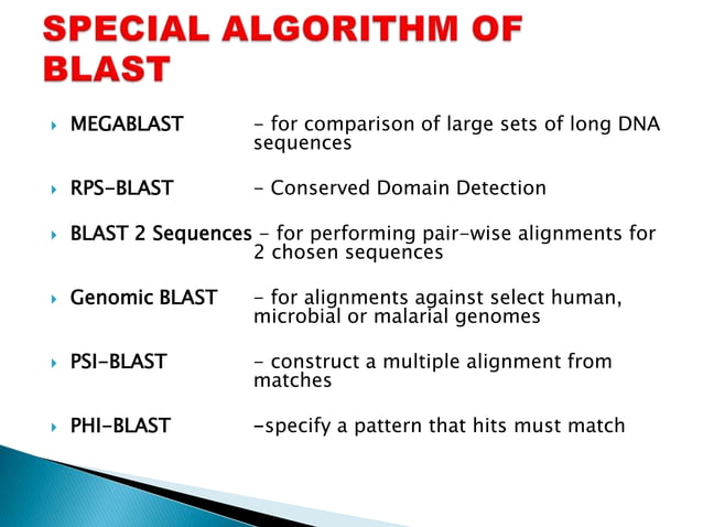 blast bioinformatics | PPTX | Databases | Computer Software and ...