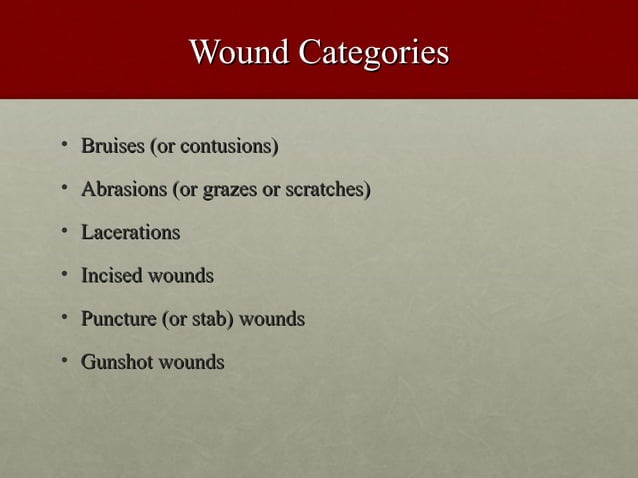 Wounds in forensic medicine | PPT | Death, Injury, or Military Conflict ...