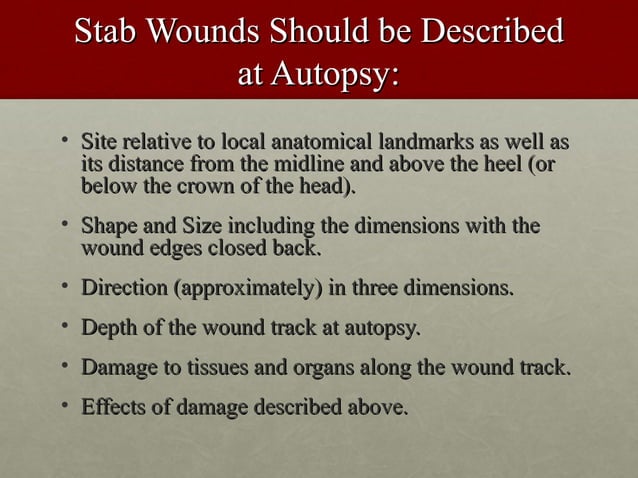 Wounds in forensic medicine | PPT | Death, Injury, or Military Conflict ...