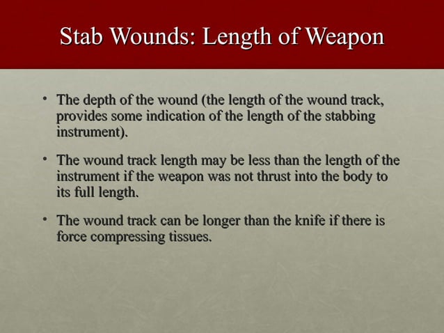 Wounds in forensic medicine | PPT | Death, Injury, or Military Conflict ...