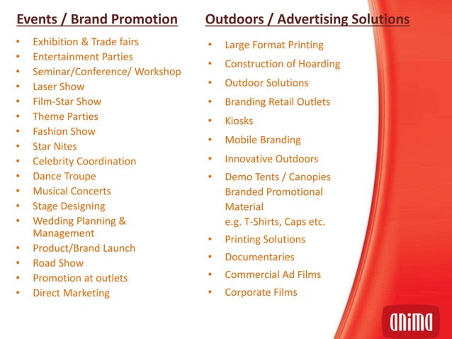 Anima Advertising and Event Management | PPT