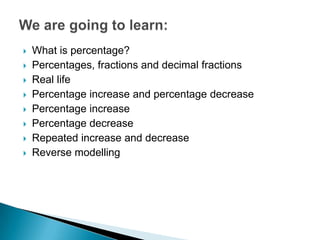 Power Point slides on Percentage for year 8s | PPTX