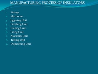 MANUFACTURING OF INSULATORS AT BHEL(IP) Jagdishpur plant | PPTX