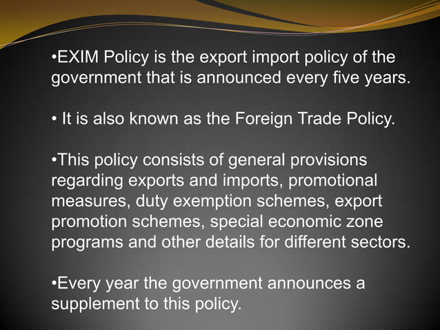 EXIM POLICY | PPTX