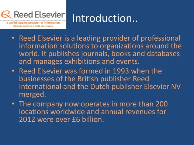 Reed Elsevier | PPTX | Publishing Industry | Industries