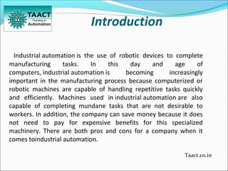 Industrial Automation training | PPT | Robotics | Technology & Computing