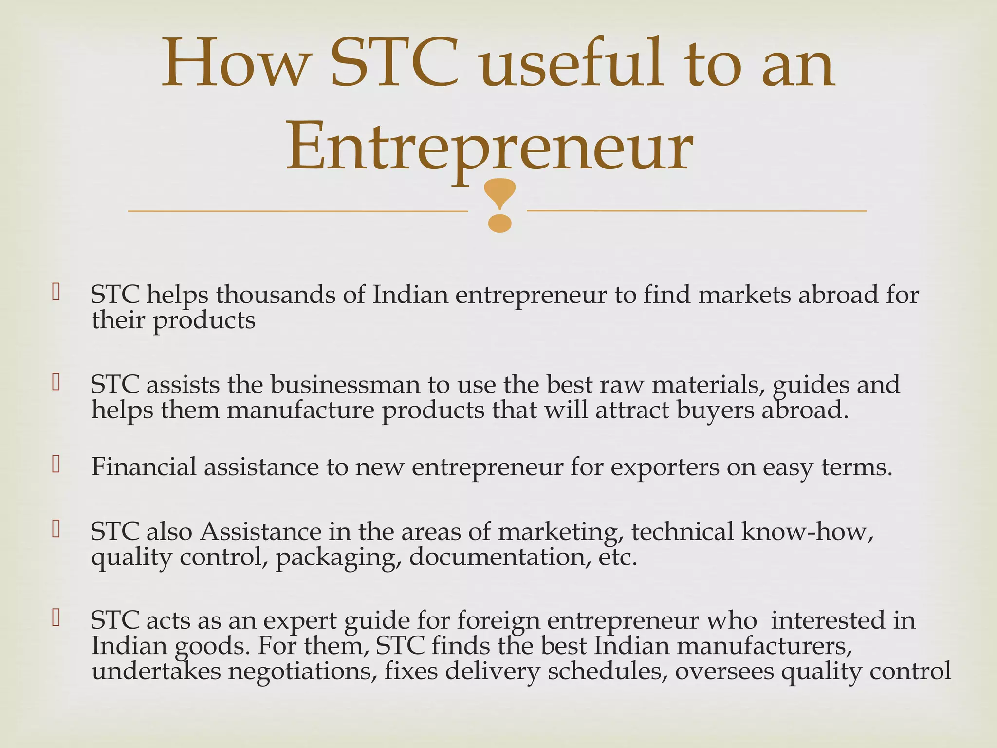 The State Trading Corporation of India Ltd | PPT | Business ...