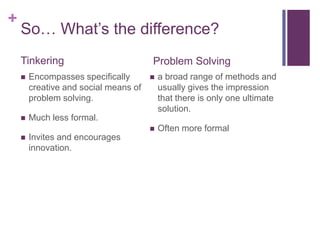 Tinkering vs. Problem Solving | PPTX