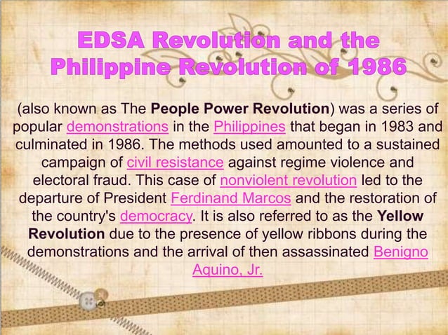 EDSA I Revolution | PPTX | Politics