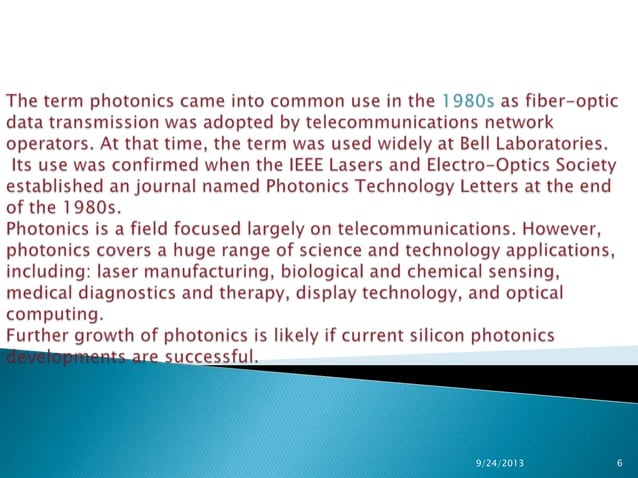 Presentation on photonics by prince kushwaha(RJIT) | PPTX