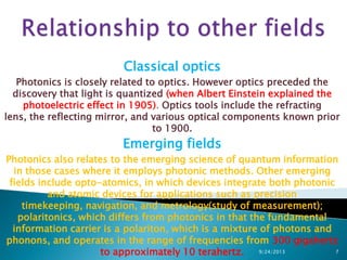 Presentation on photonics by prince kushwaha(RJIT) | PPTX