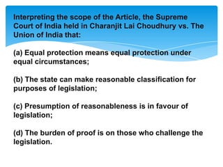 Article 14 Constituition | PPTX | Law