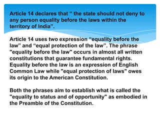 Article 14 Constituition | PPTX | Law