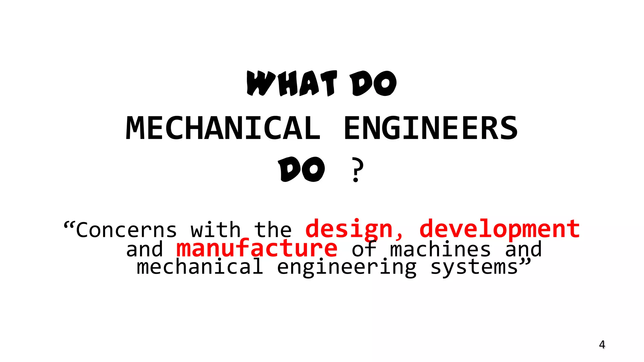 Mechanical Engineering as a profession | PPTX