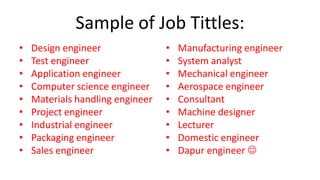 Mechanical Engineering as a profession | PPTX