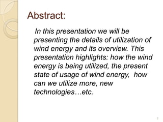 Wind Energy Utilization | PPTX