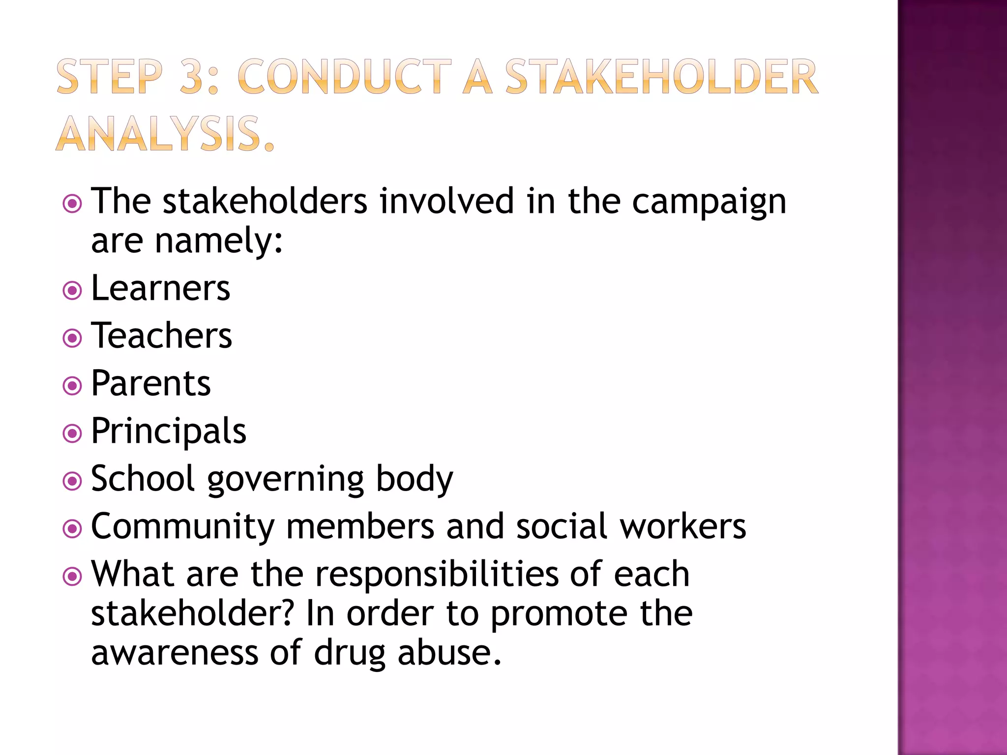 Life Orientation Grade 9 example of an Advocacy Campaign Drug abuse | PPTX