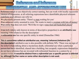 Pragmatic Referece and Inference | PPTX