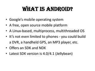 Android Technology | PPTX | Operating Systems | Computer Software and ...