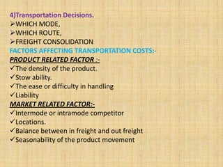 LOGISTICS IN IN SALES AND DISTRIBUTION | PPTX