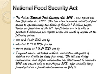 Food security bill 2013 | PPTX