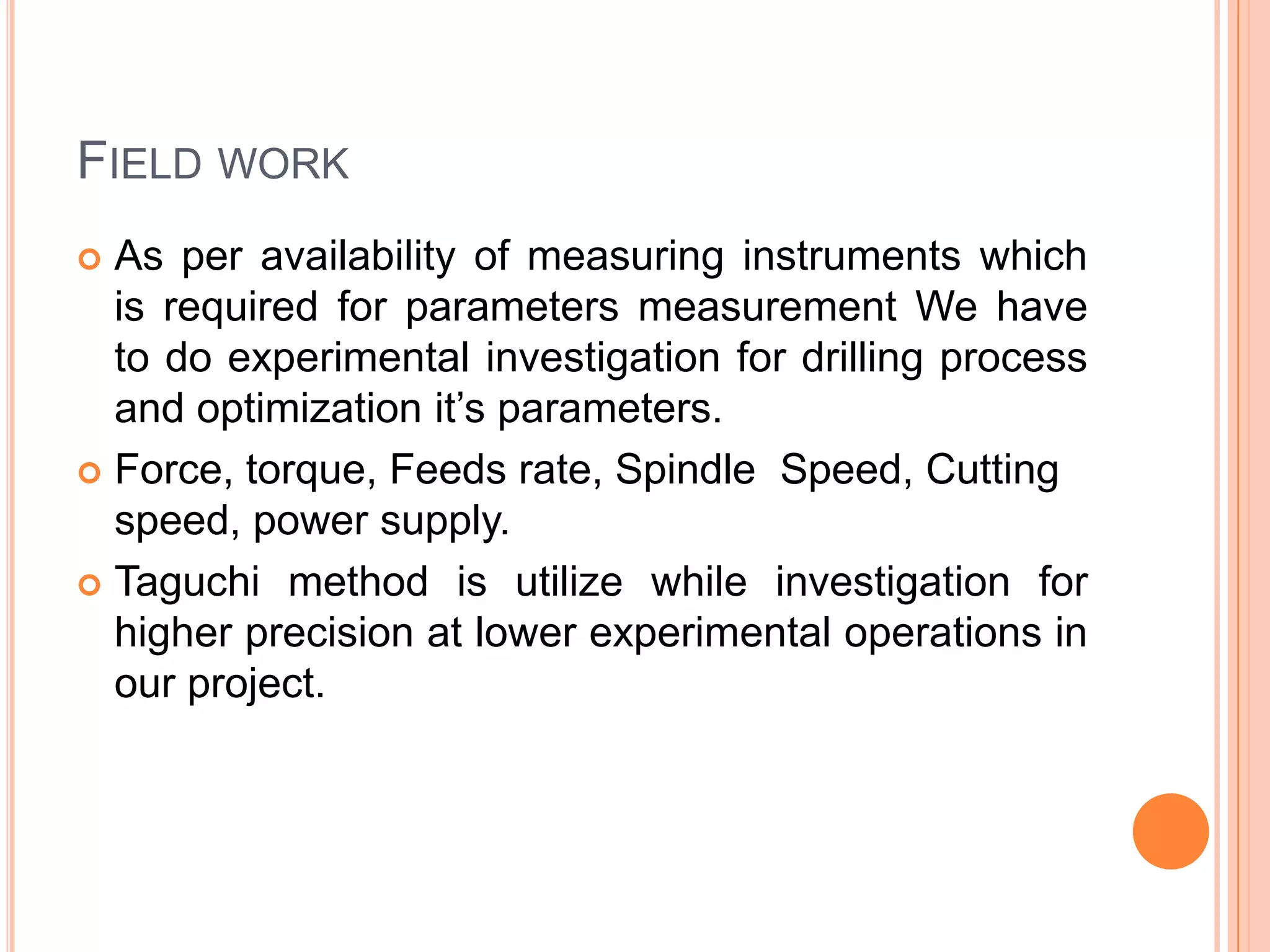 optimization of drilling process parameter | PPTX