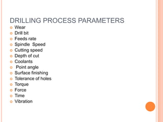 optimization of drilling process parameter | PPTX