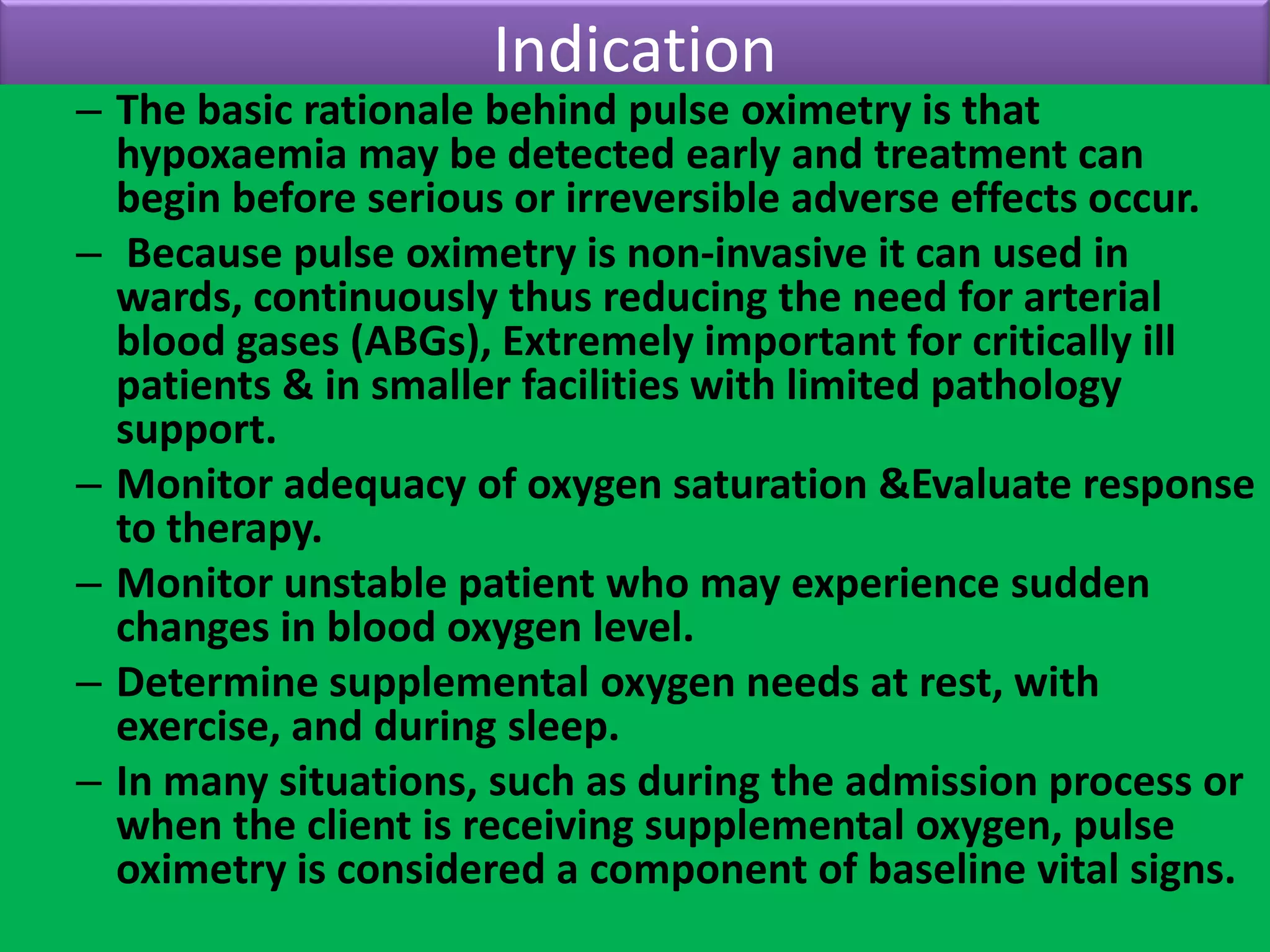 use of pulse oximetry | PPTX