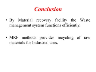 Material Recovery Facility- MSW | PPTX